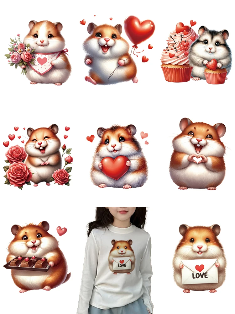 Cartoon-cute-hamster-DTF-Thermo-Sticker-Decals-Heat-Transfer-On-Clothes ...
