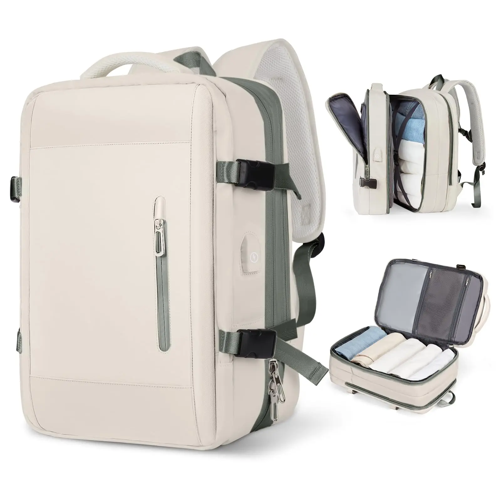 New-Large-Capacity-Expandable-Backpack-USB-Charging-Unisex-Women-Laptop ...