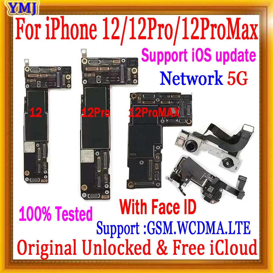 Original For iPhone 12/12Pro/12Pro Max Motherboard With Face ID ...
