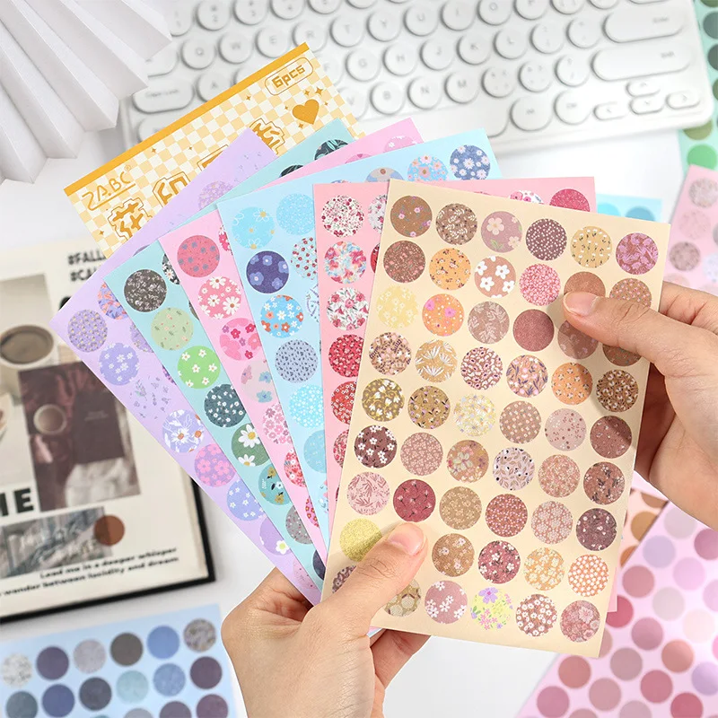 6-pcs-Cute-Color-polka-dots-Labels-sticker-DIY-label-seals-sticker ...