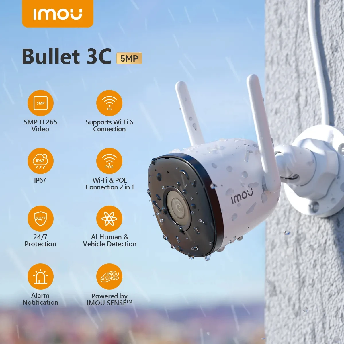 IMOU-Bullet-3C-5MP-IP-Camera-Outdoor-WIFI-Vehicle-Detection-IP67-Night ...