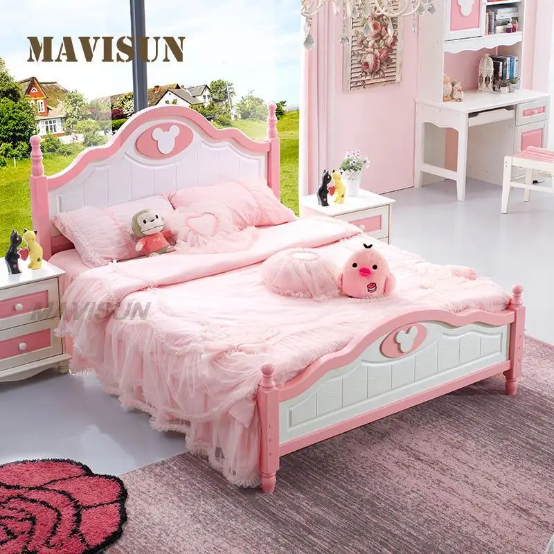 Girl Kids Princess Single Bed In Pink Angel Children Bedroom Furniture ...