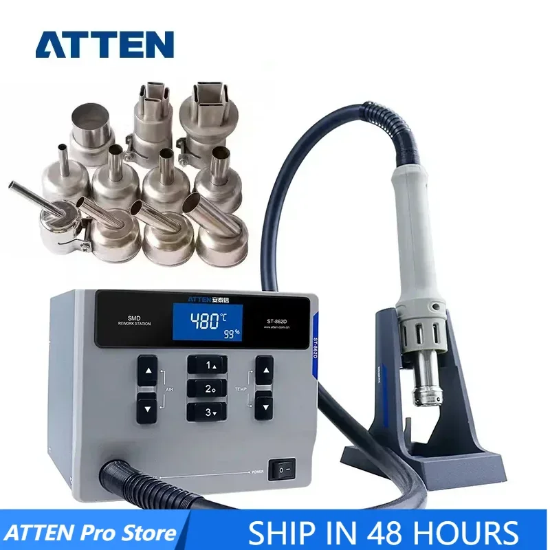 ATTEN-ST-862D-110V-220V-1000W-Hot-Air-Gun-Digital-Display-BGA-Rework ...