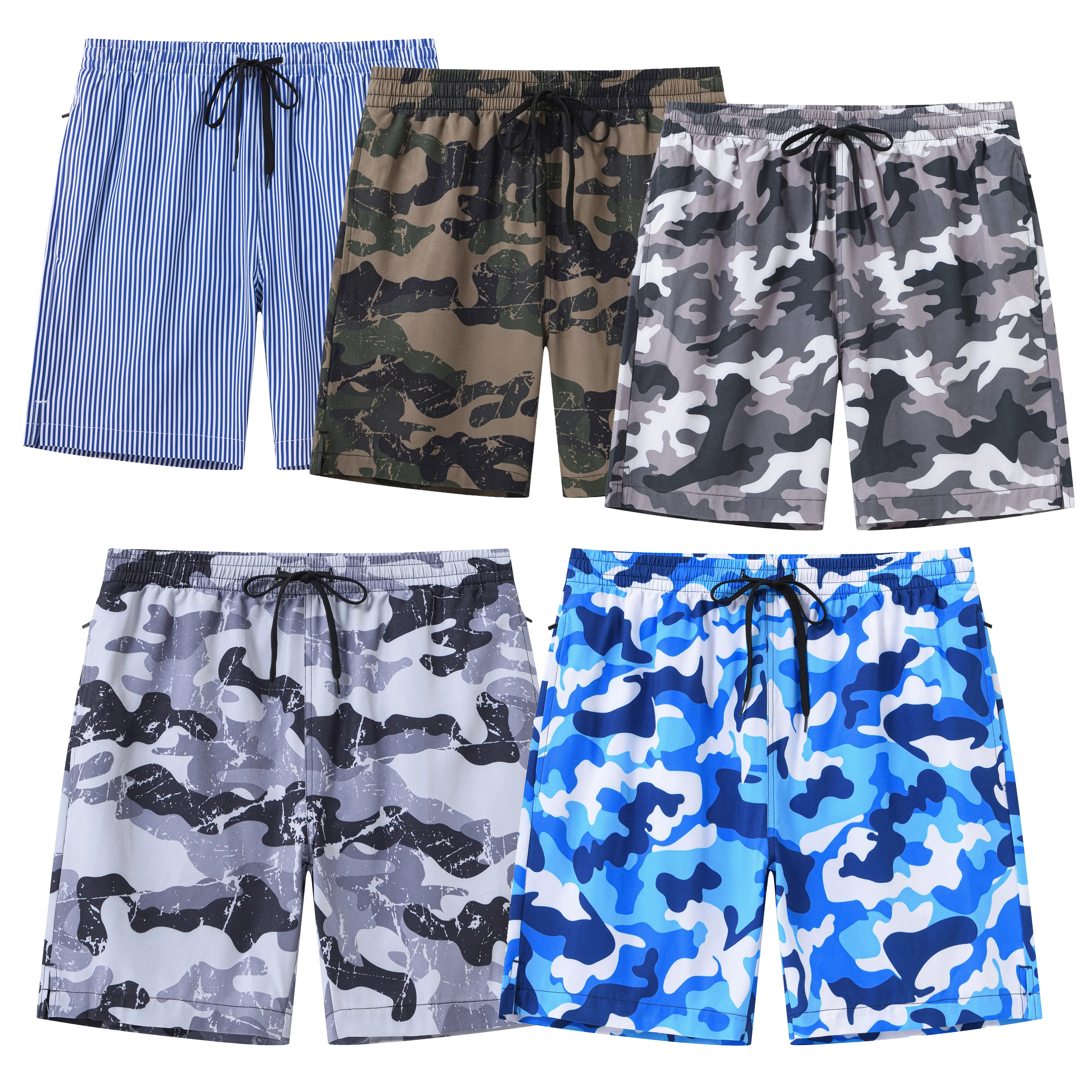 Summer Men's Swim Trunks Quick Dry Beach Surf Shorts, Camouflage Strip ...