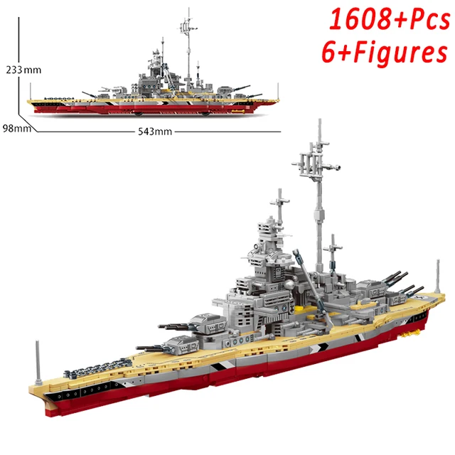 WW2 군사 군함 KMS 비스마르크 전함 컬렉션 빌딩 블록, 2 차 세계 대전 II 브릭 클래식 모델, 어린이 크리스마스 장난감