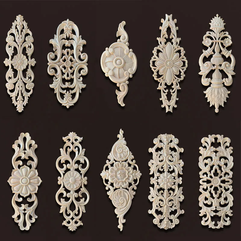 Unpainted-Wood-Carved-Decal-Corner-Onlay-Wooden-Appliques-for-Furniture ...