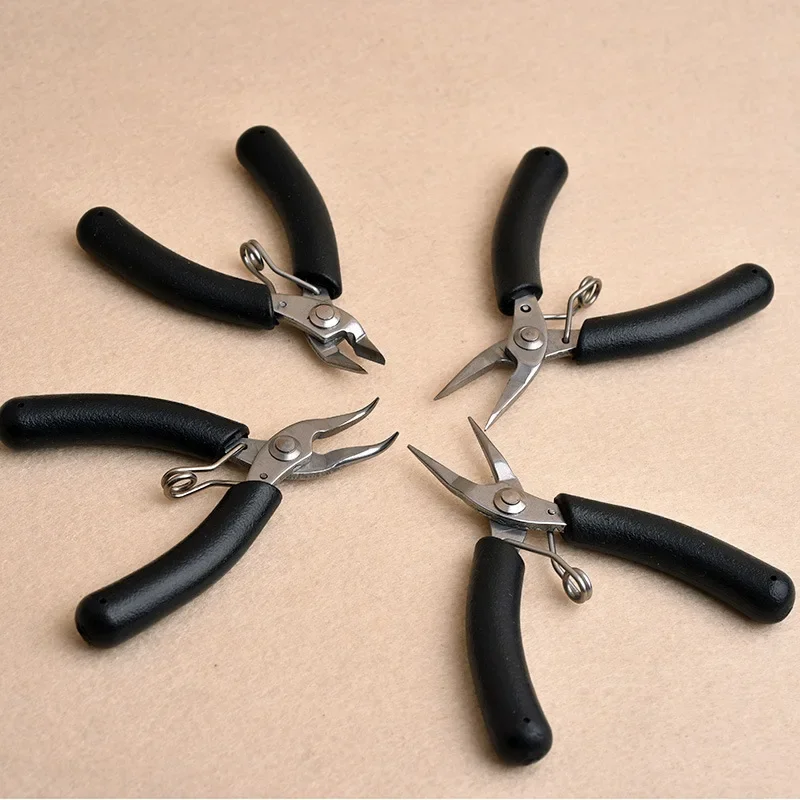 Premium-4-inch-Mini-Diy-Jewelry-Tweezers-Round-Mouth-Flat-Mouth-Scissor ...