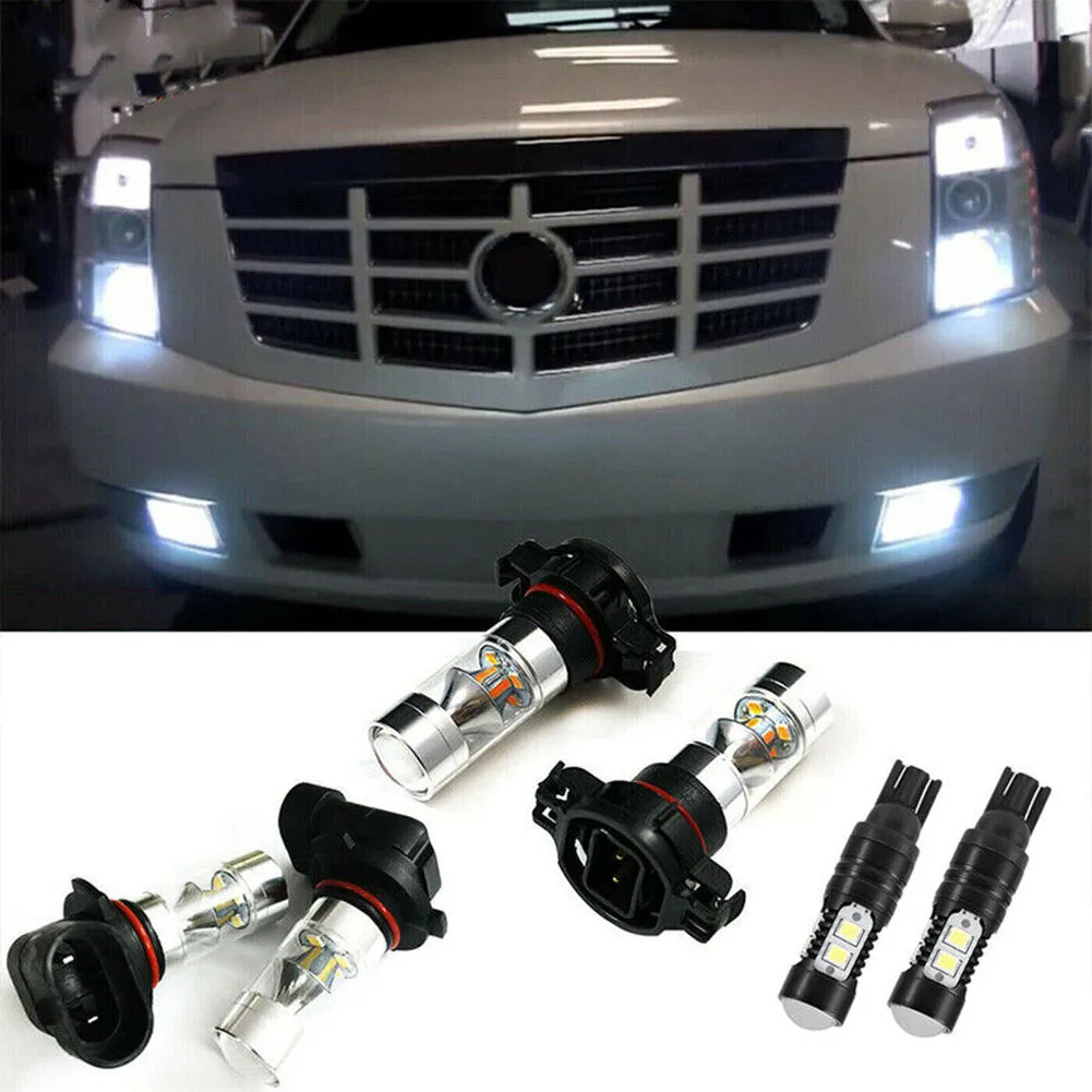 6x-White-LED-For-Cadillac-2007-14-Fog-Driving-DRL-Light-Bulbs-Kit-For ...