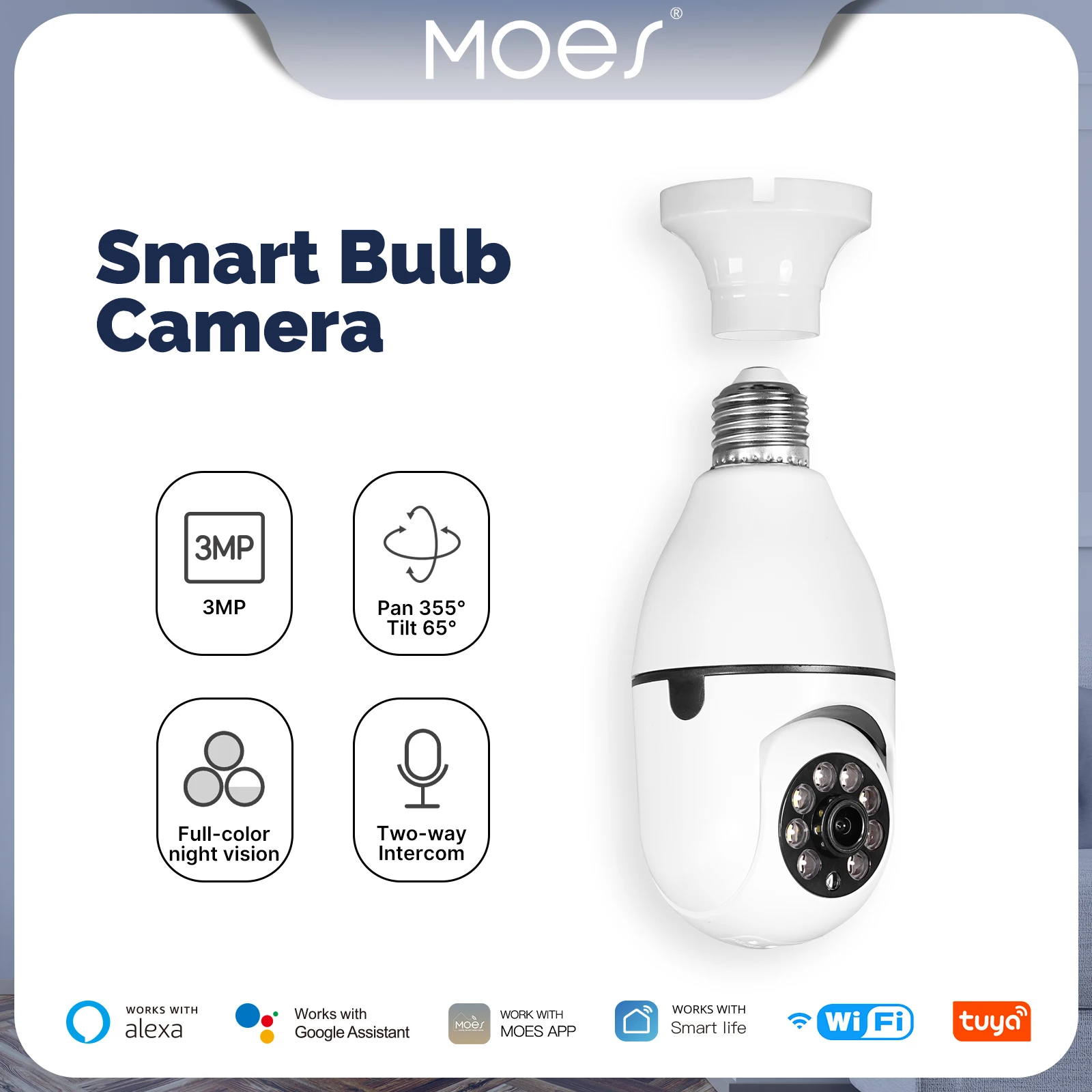MOES-Tuya-WiFi-3MP-Surveillance-Smart-Security-Camera-Light-Bulb-With ...