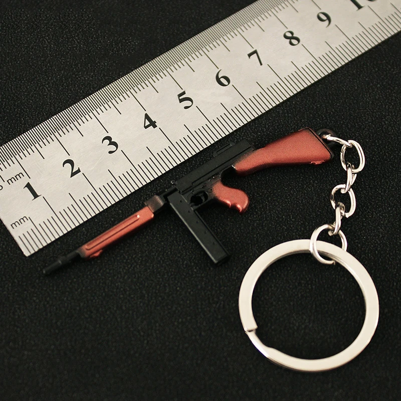 Mini Gun Model Keychain Thomson Submachine Gun Model Jewelry Metal ...