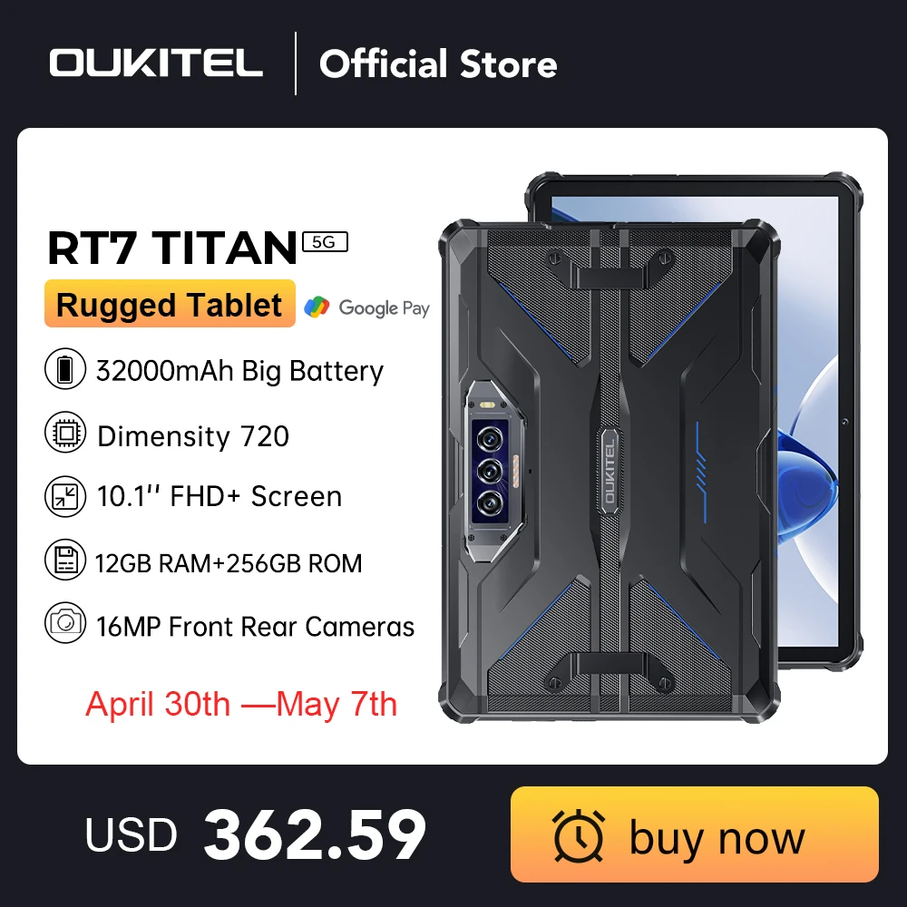Oukitel-RT7-TITAN-5G-Rugged-Tablet-10-1-FHD-32000mAh-24GB-256GB-Android ...