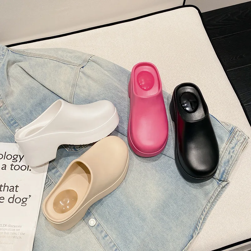 Square-heel-Shoes-Lady-Big-Size-Woman-s-Slippers-Flock-Heeled-Mules ...