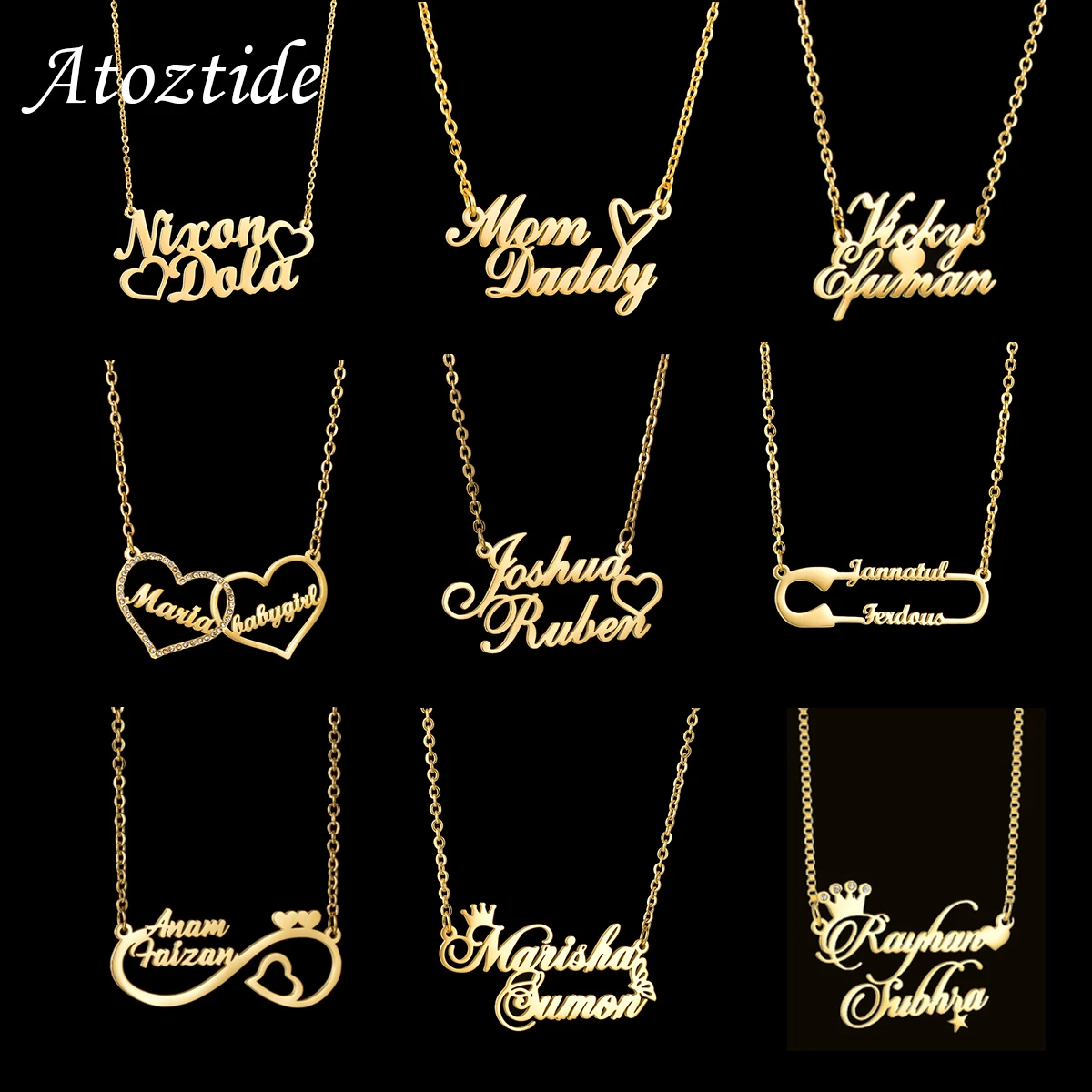 Atoztide-Personalized-Custom-2-Names-Pendant-Necklace-for-Women ...