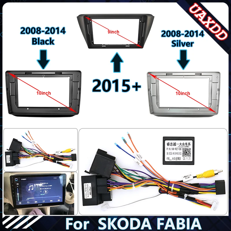 2-Din-9-Inch-Car-Radio-Plastic-Fascias-Panel-forSkoda-Fabia-2008-2015 ...
