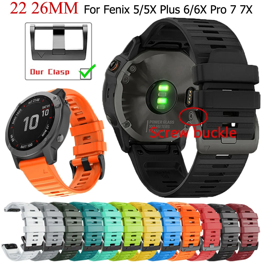 26mm 22mm Quick Release Wristband Belt For Garmin Fenix 6 6x Pro 5 5x 7 ...