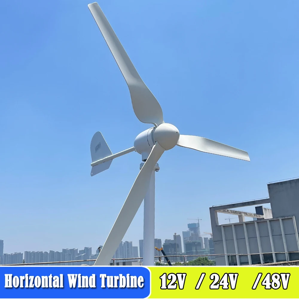 New-Energy-Horizontal-Wind-Generator-1500W-Turbine-MPPT-Controller-12v ...