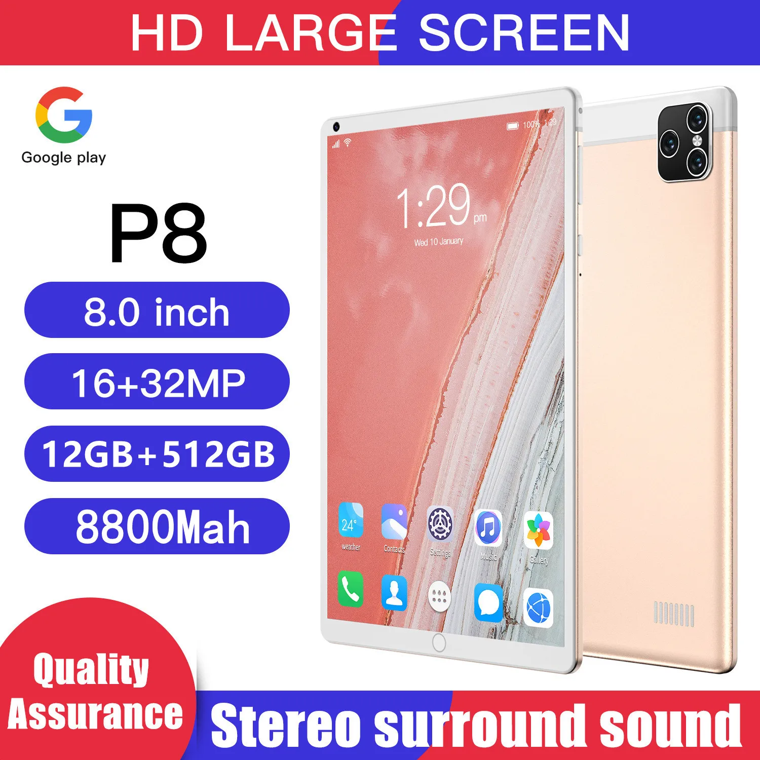 Tableta-de-8-pulgadas-con-Android-12-Tablet-PC-Original-con-Deca-Core ...