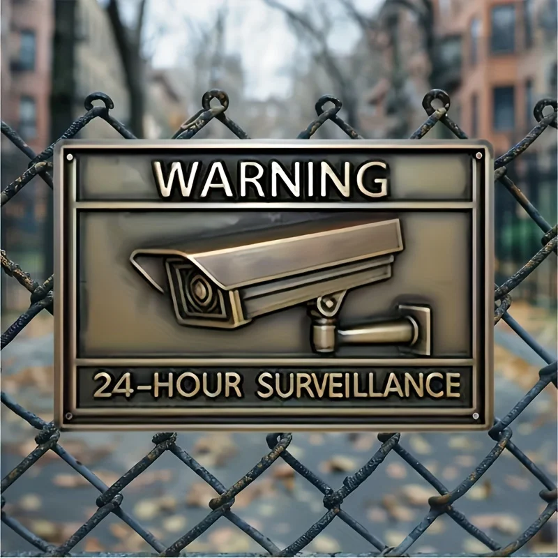 2D 1PC Surveillance Warning Sign - Durable Tinplate with Camera Graphic ...