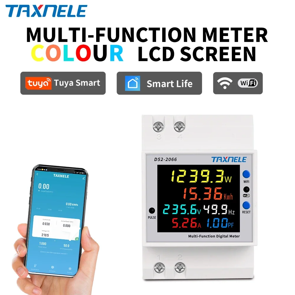 TUYA WiFi Remote Meter Smart Home D52-2066 6IN1 AC 110V 220V 100A ...