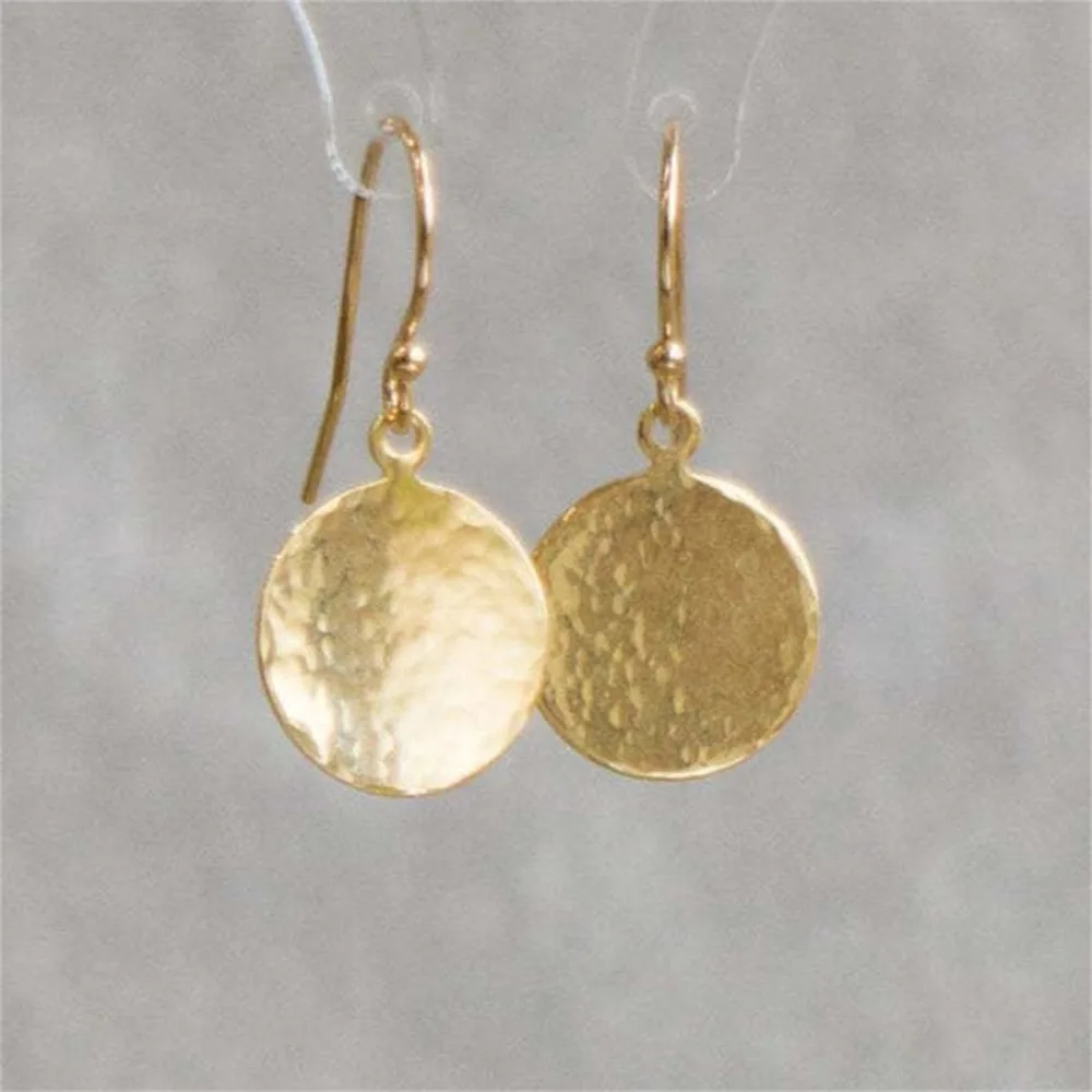 Metal-Irregular-Textured-Round-Disc-Clip-on-Earrings-Geometric ...