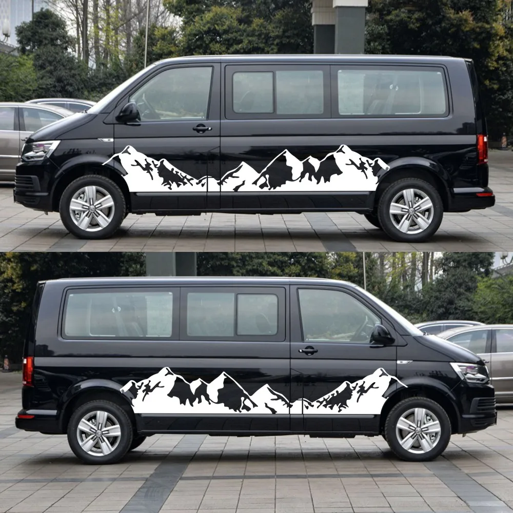 2pcs Car Body Side Stickers Mountain Graphic Vinyl Decals Exterior ...