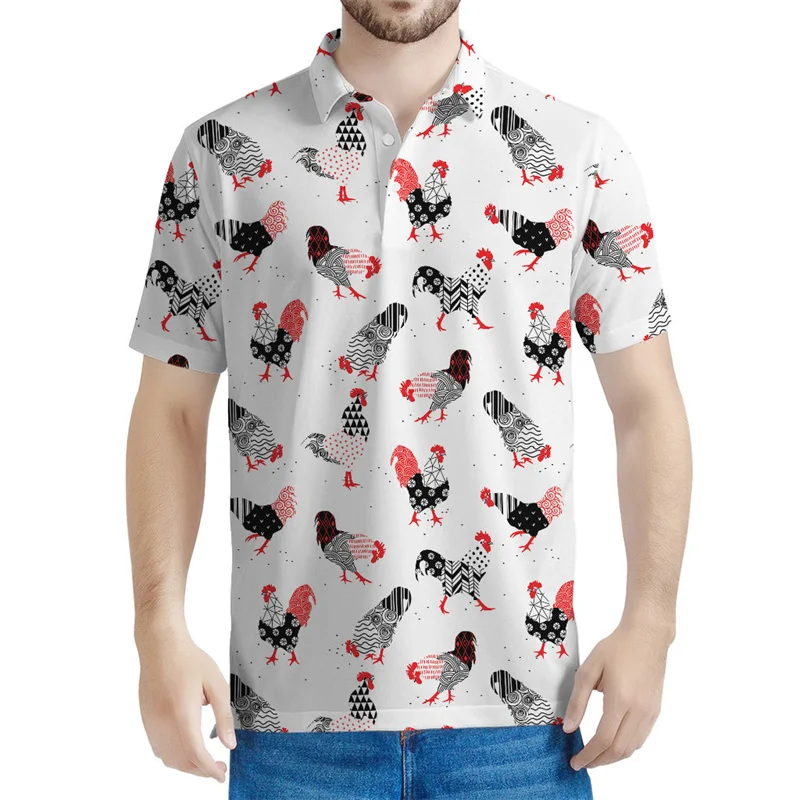 Cute-Chicken-Pattern-Polo-Shirt-For-Men-Kids-Summer-Short-Sleeves ...