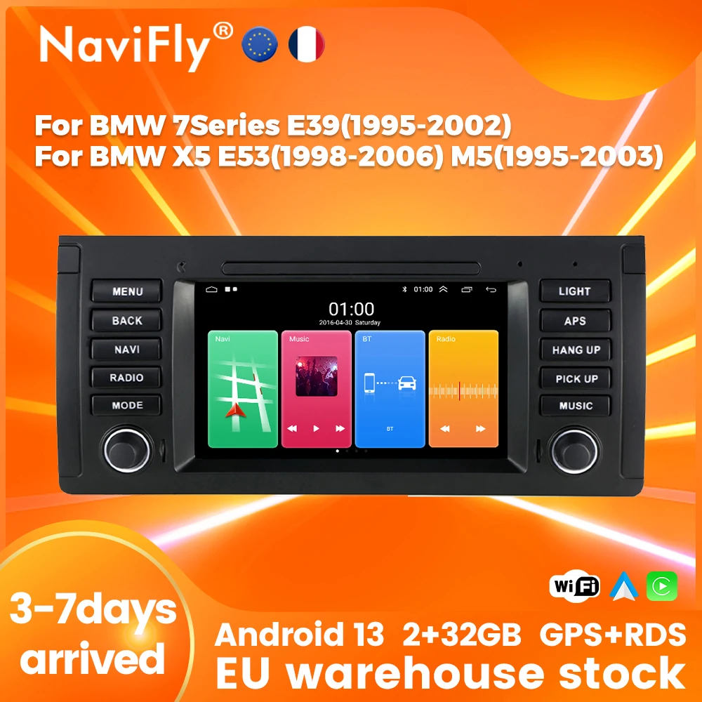 NaviFly 2 Din Car Radio For BMW 5 E39 1995 - 2003 E53 X5 M5 Multimedia ...