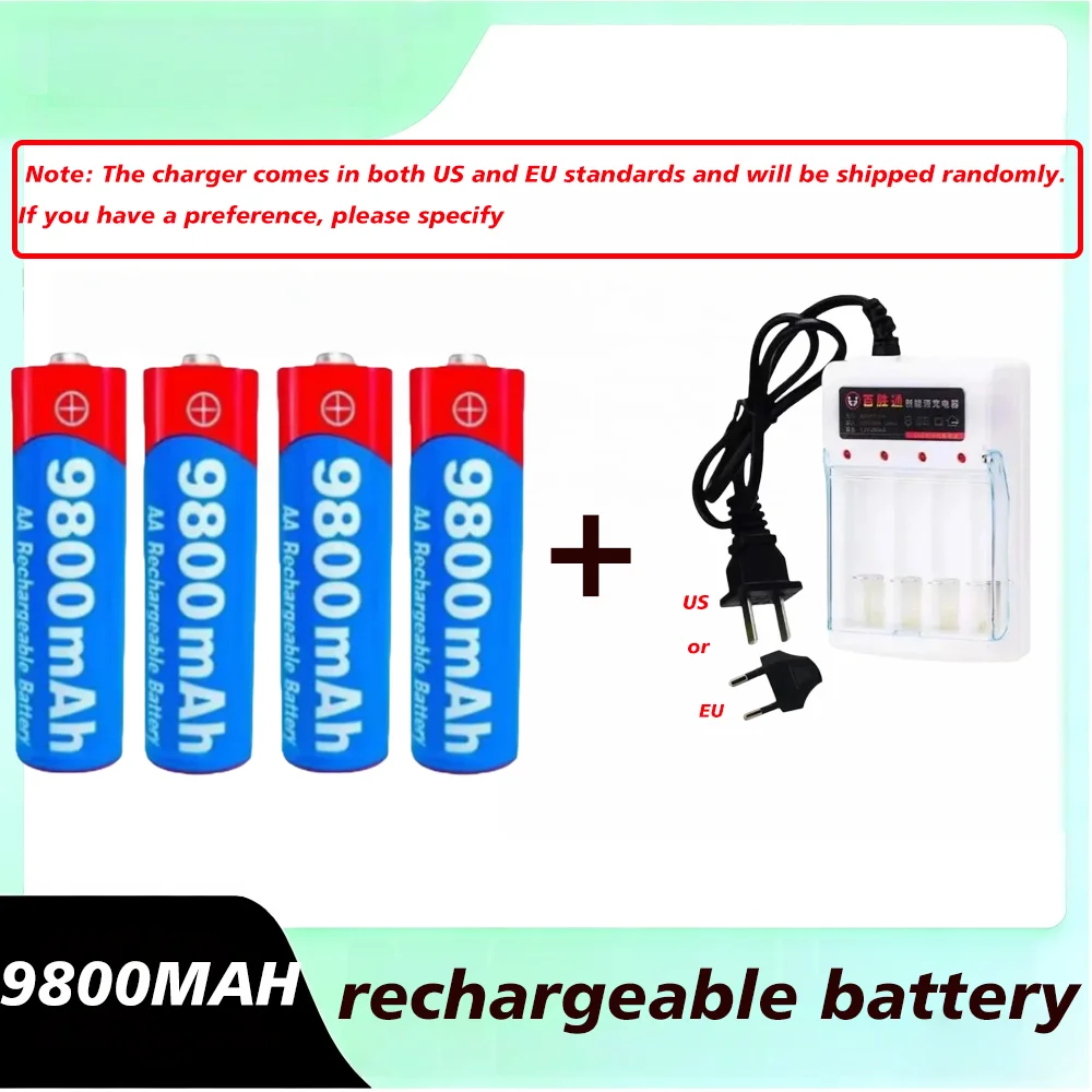 2025 New AA Rechargeable Battery Kit (9800mAh Ni-MH) | 1.5V + Charger ...