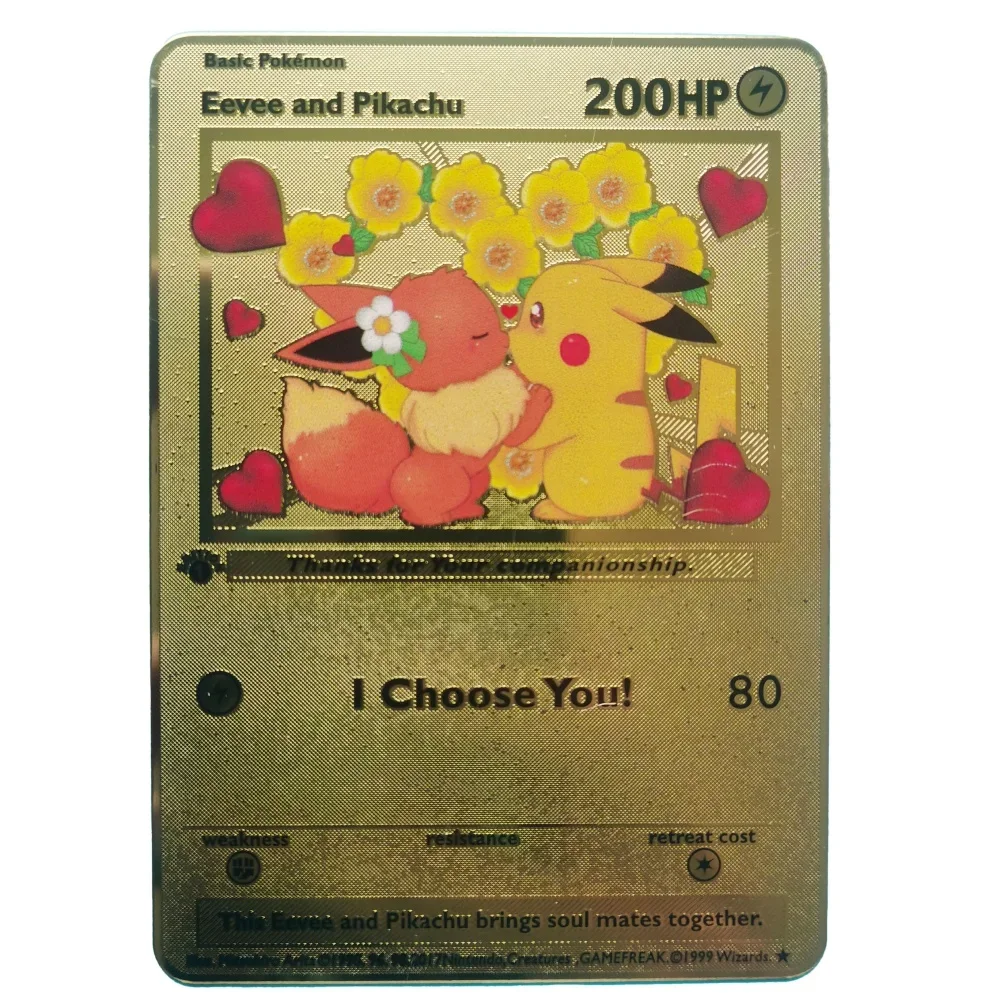 20 Style Cards Gold Metal Cards English Hard Iron Cards Mewtwo Pikachu ...