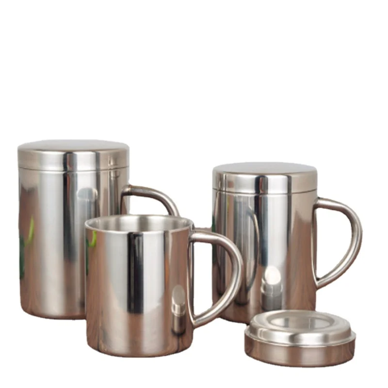 Stainless Steel Mugs Double Wall Lid | Stainless Steel Cup Double Wall ...