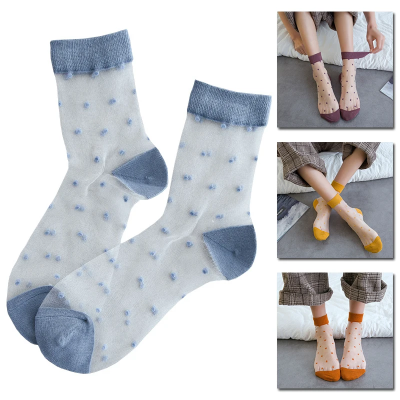 1-Pair-Invisible-Polka-Dot-Short-Sock-Mesh-Crystal-Silk-Elastic-Hosiery ...