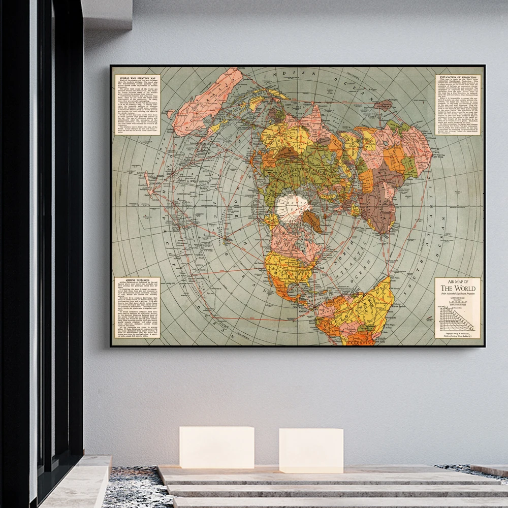 Historic-1892-Flat-Earth-Map-Movie-Classic-Map-Modern-Canvas-Painting ...