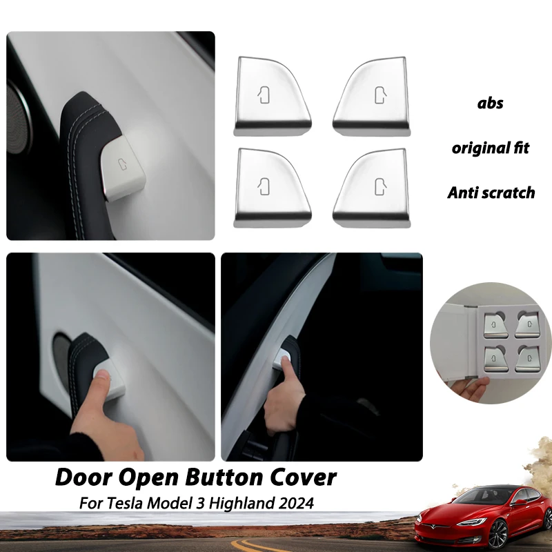 4pcs-Car-Door-Opening-Button-Cover-For-Tesla-Model-3-Highland-Abs ...