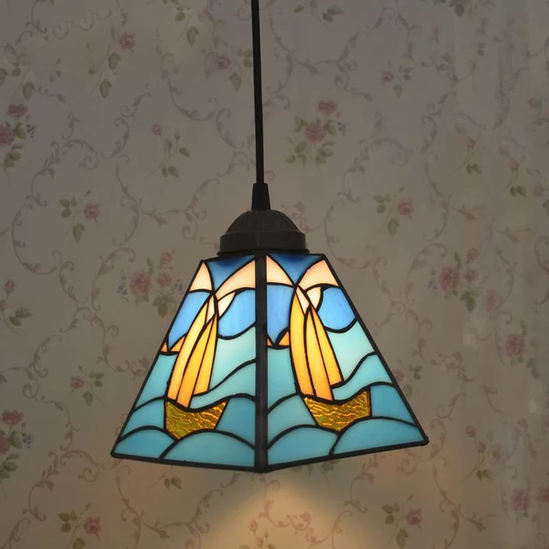 Creative-Sailboat-Tiffany-Pendant-Light-Mediterranean-Home-Decor ...
