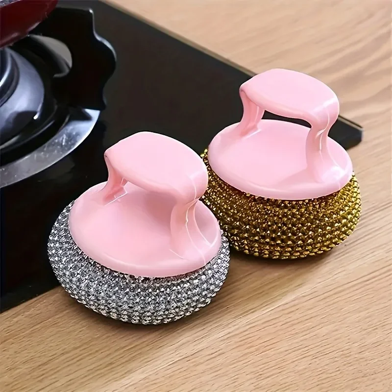 1Pc Household kitchen stainless steel sponge handle brush without ...