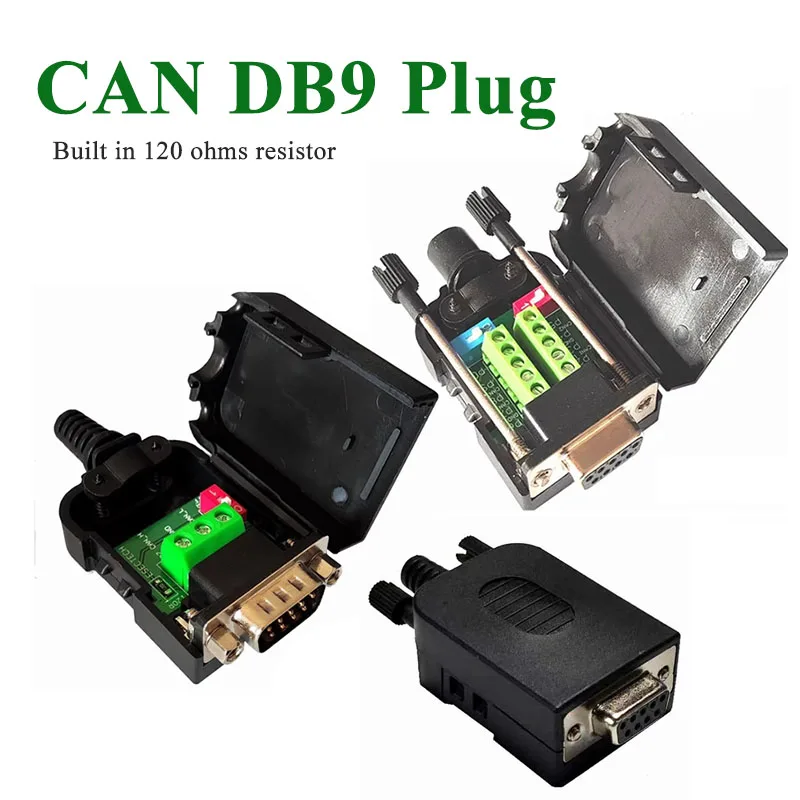 DB9 to CAN Connector w Terminal 120Ω Resistor Dip Switch Setting 2/7/3 ...
