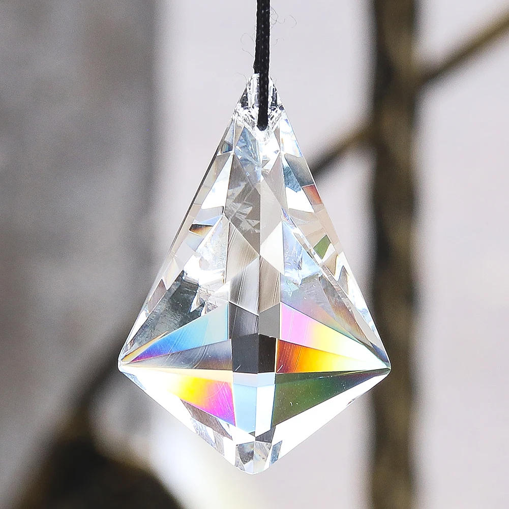 50mm Clear Chandelier Crystal Prism Suncatcher Lamp Parts Faceted Glass ...