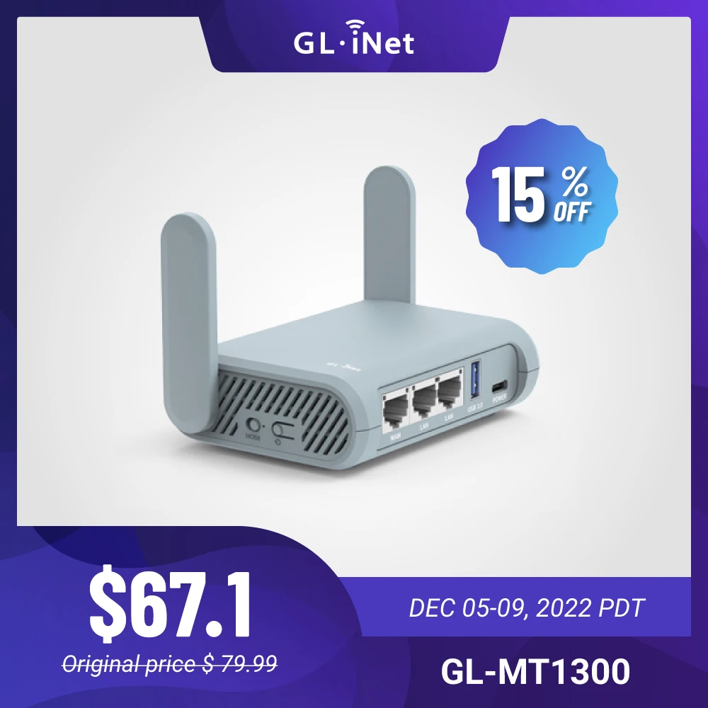 GL. Net Beryl (GL MT1300) 기가비트 듀얼 밴드 Wi Fi 여행 라우터 지원 IPv6 OpenWrt 사전 설치 ...