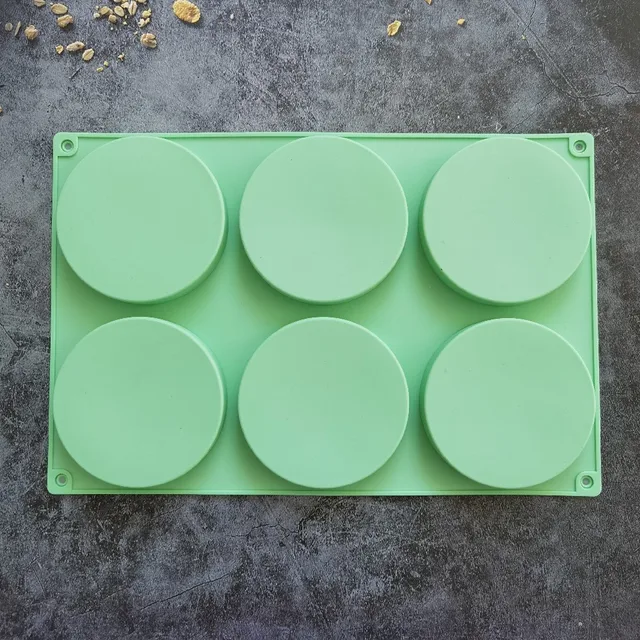 Large Silicone Cake Mold Discs Biscuit Mould 6 Holes Round Cylinder ...