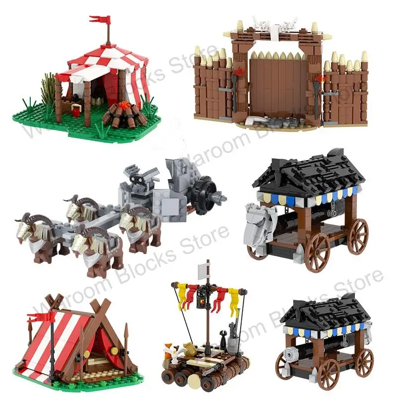 MOC-Military-War-Medieval-Siege-Vehicle-Boat-Horse-Tent-Soldiers-Street ...