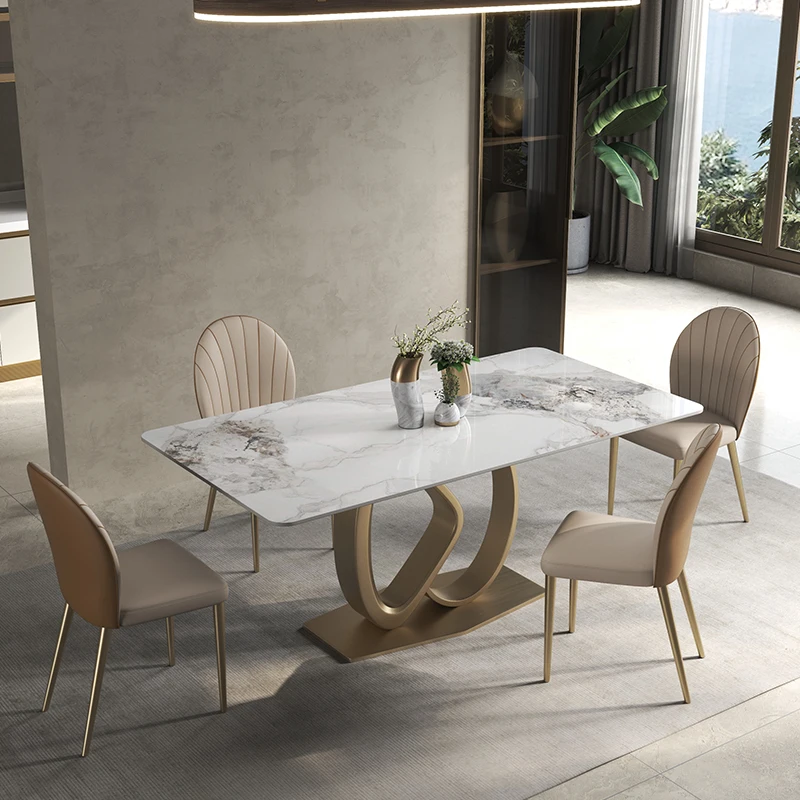 Italian Light Luxury Bright Slate Dining Table High-end Restaurant ...