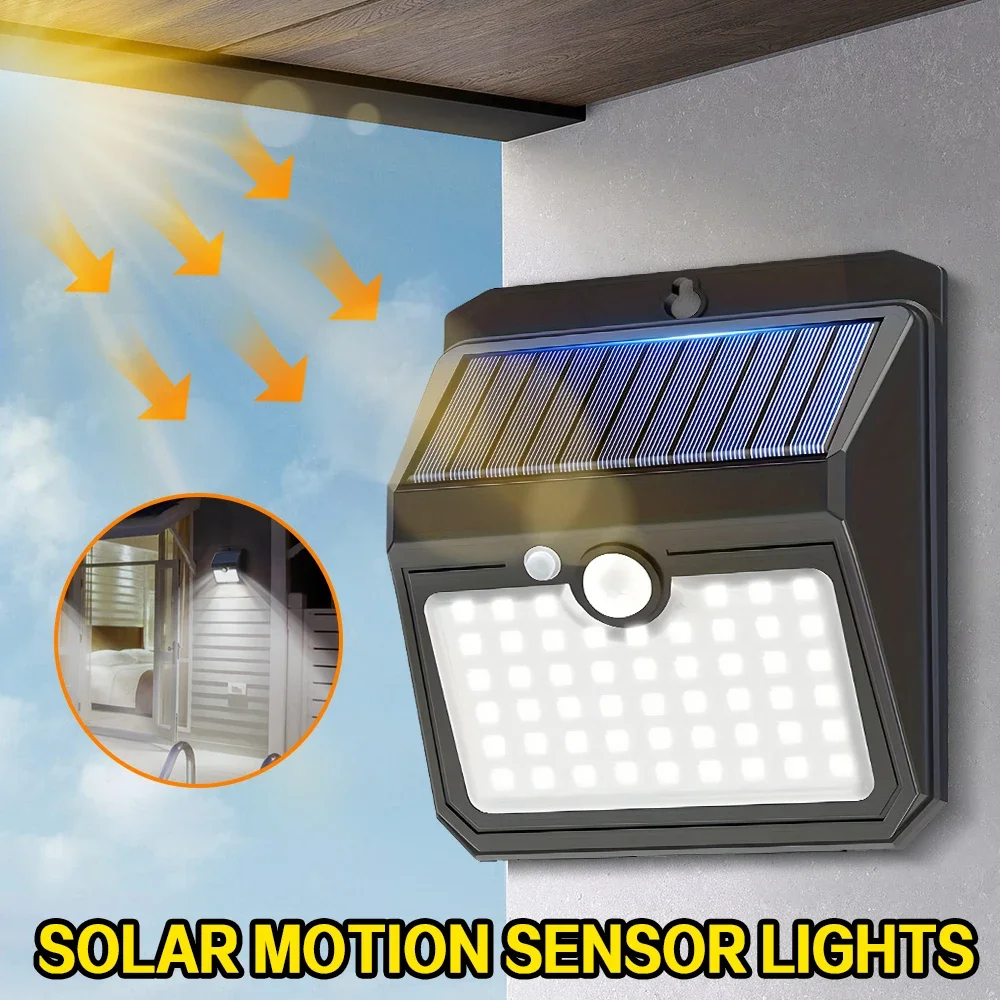 51 LED Solar Light Outdoor Wall Lights IP65 Waterprof PIR Motion Sensor ...