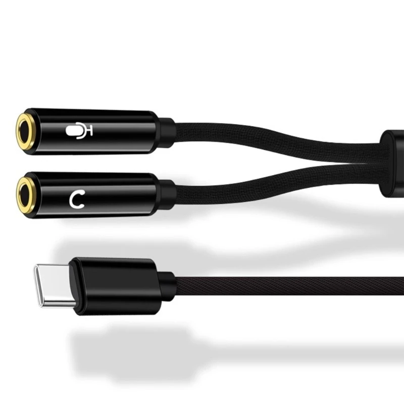 USB C Earphone Sound Cable Type C Male to 2 3.5mm Female Headsets ...
