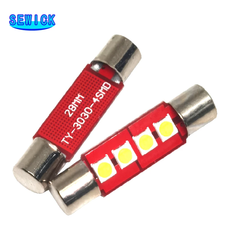 100Pcs 28mm 29mm C5W 4 SMD 3030 LED Lamp Bulb For Festoon Auto Interior ...