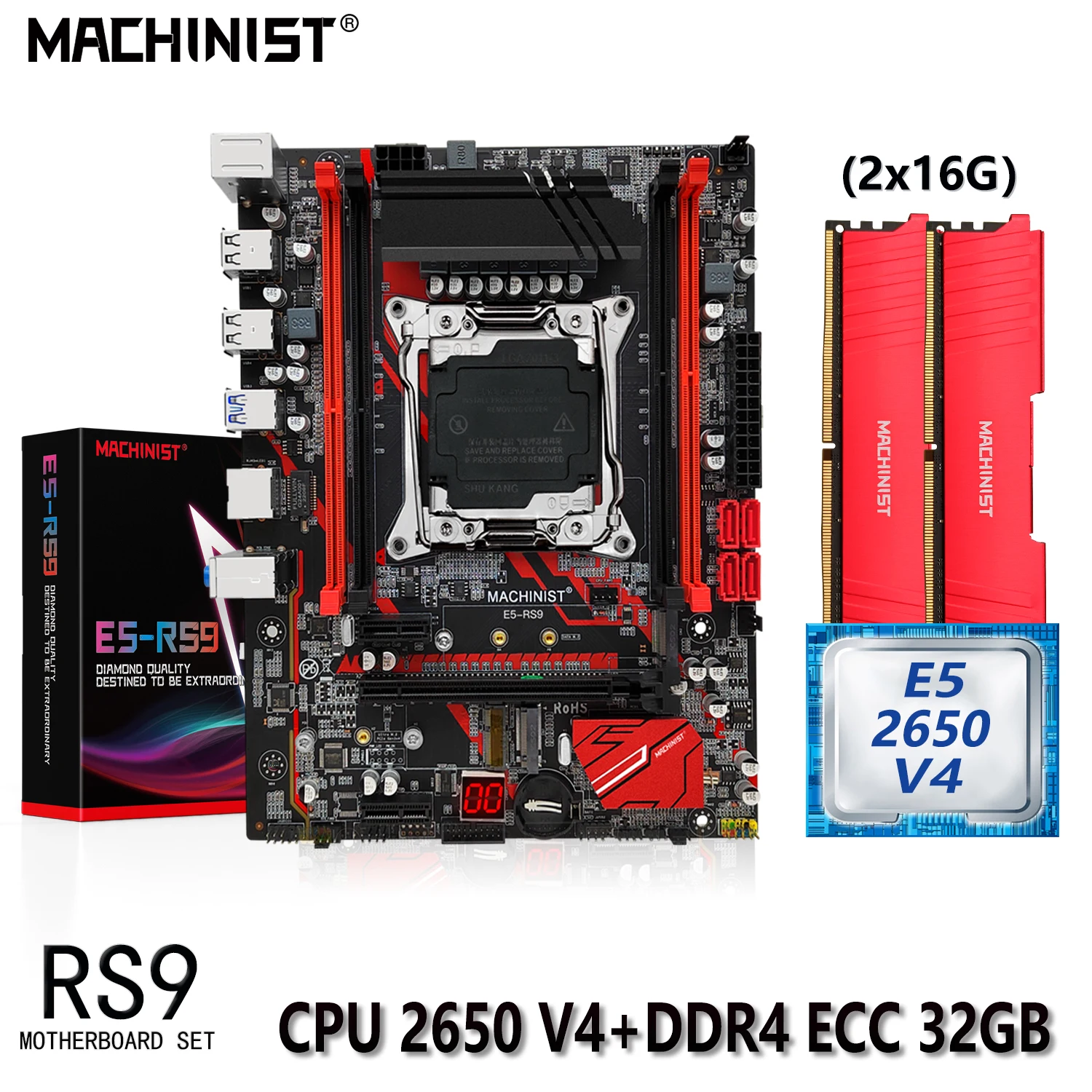 MACHINIST-Conjunto de placa base X99 LGA 2011, Kit de 3 CPU Xeon E5 2650 V4, procesador de 32GB ...