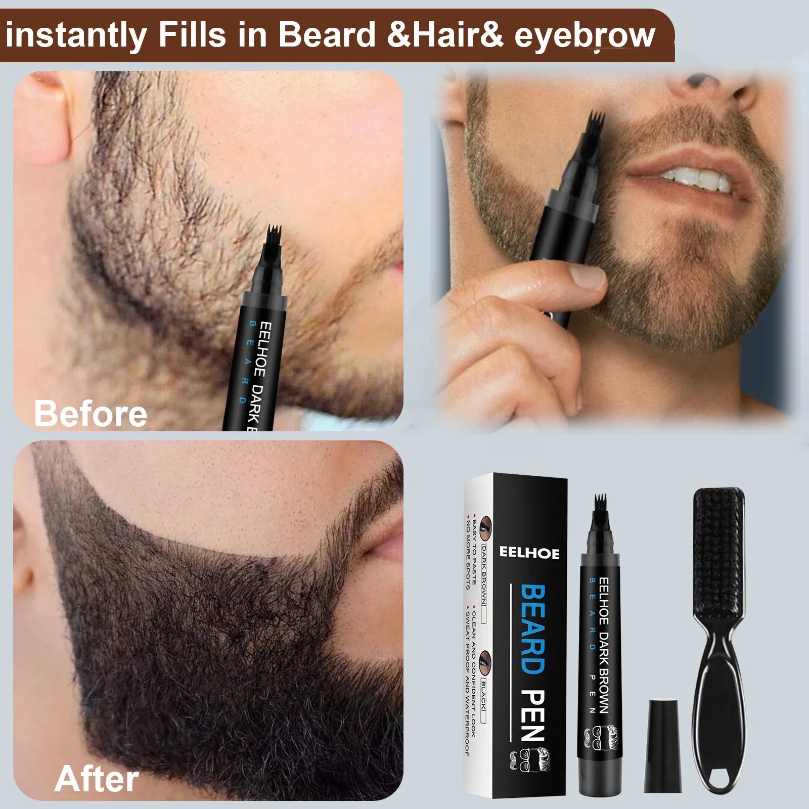 Beard-Filling-Pen-Kit-Four-Prong-Beard-Filler-Pencil-With-Beard-Brush-Waterproof-Male-Moustache ...