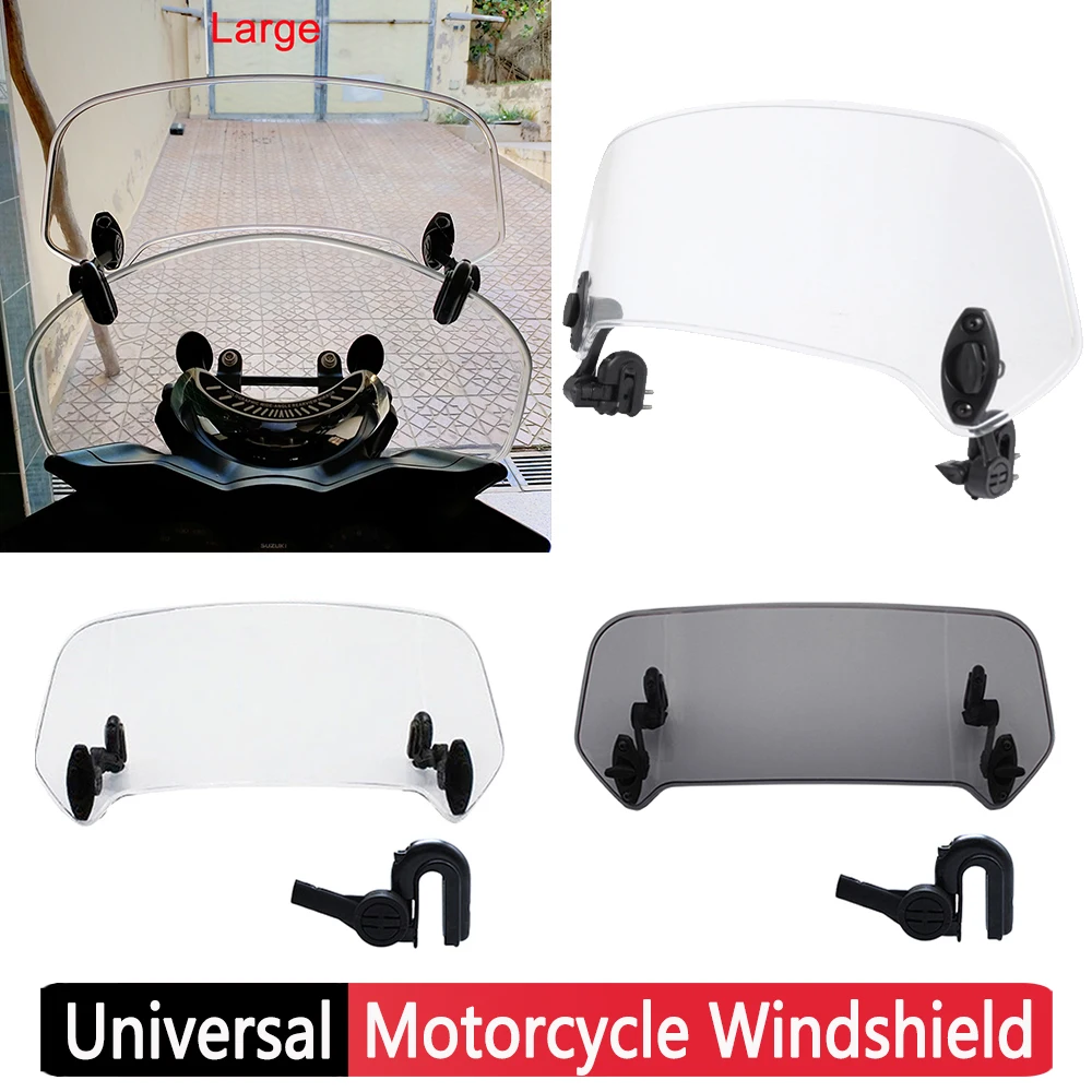 Universal-Motorcycle-Windscreen-Extension-Adjustable-Spoiler-Clamp-On ...