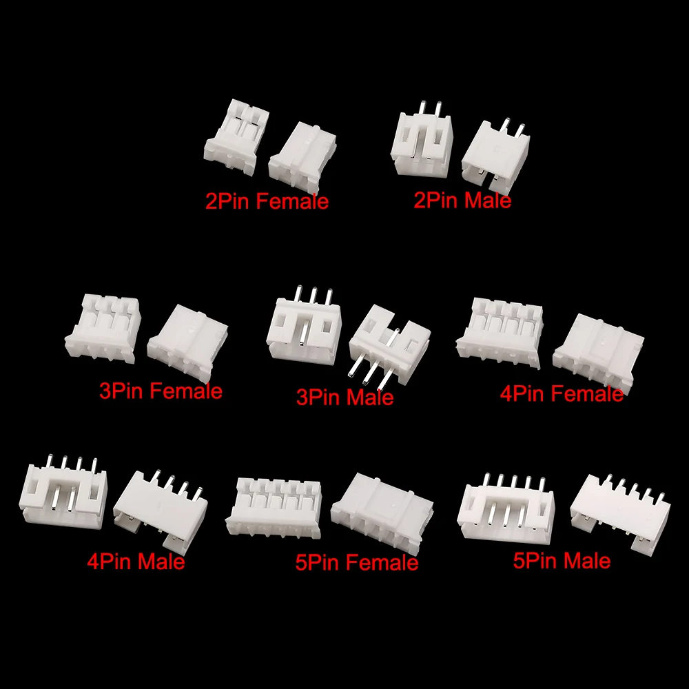 100Pcs JST PH 2.0 2.0mm 2P 3P 4P 5Pin Male and Female Housing Header ...