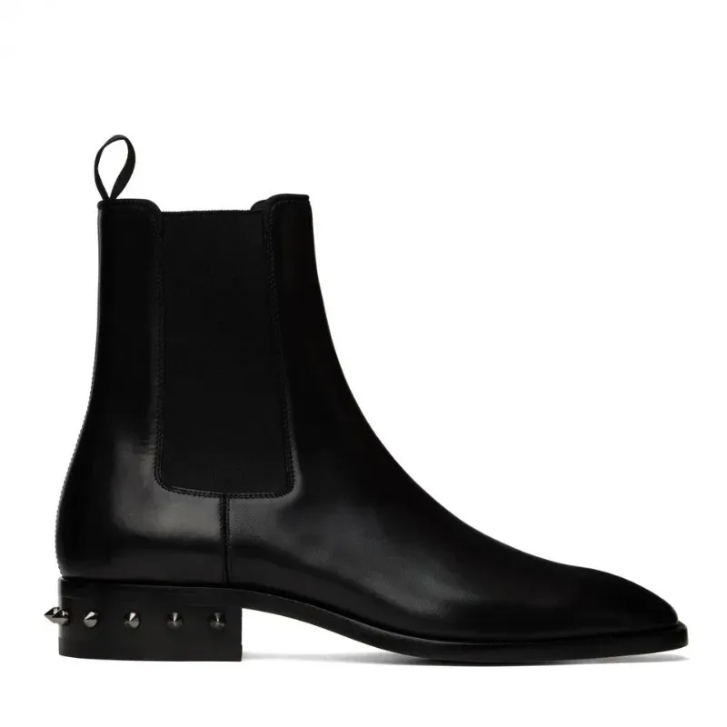 Men-Black-Leather-Boots-Shoes-Retro-Style-Ankle-Boots-Slip-On-Casual ...