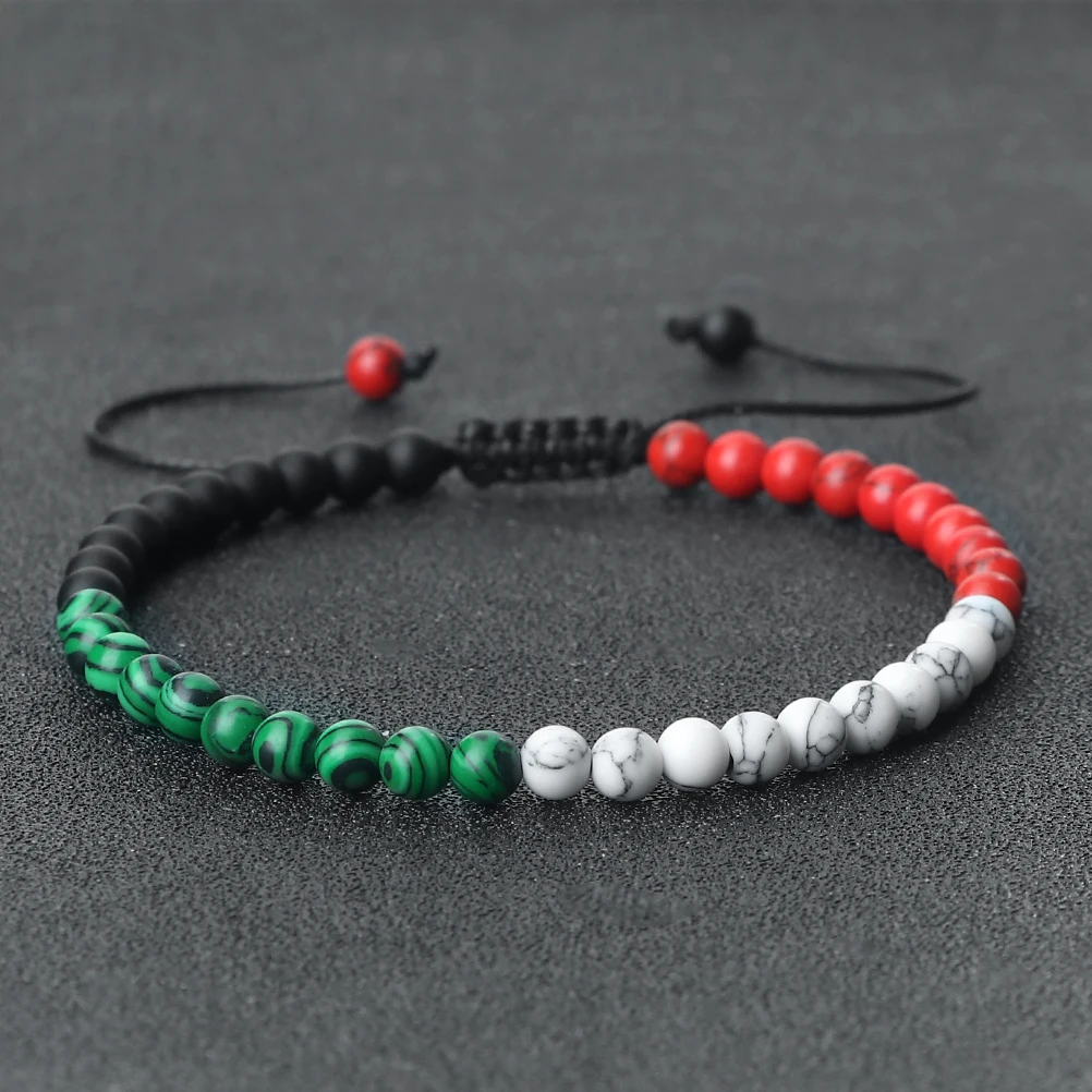 4mm-Beaded-Bracelet-National-Flag-Colorful-Adjustable-Rope-Fashion ...